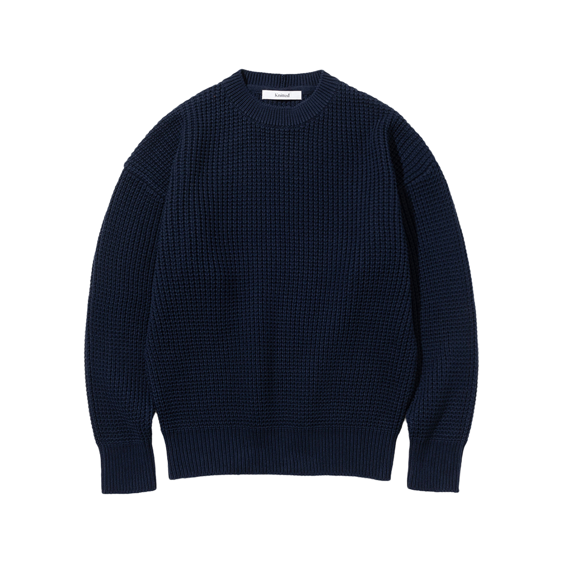 니티드 헤비 와플 라운드 니트 네이비 | Knitted | KREAM