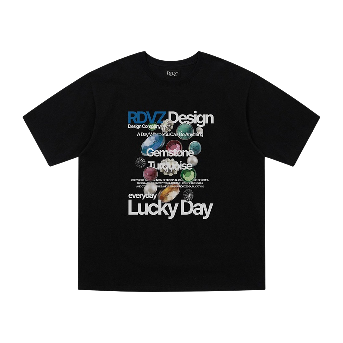 알디브이제트 젬스톤 프린팅 티셔츠 블랙 | RDVZ | KREAM