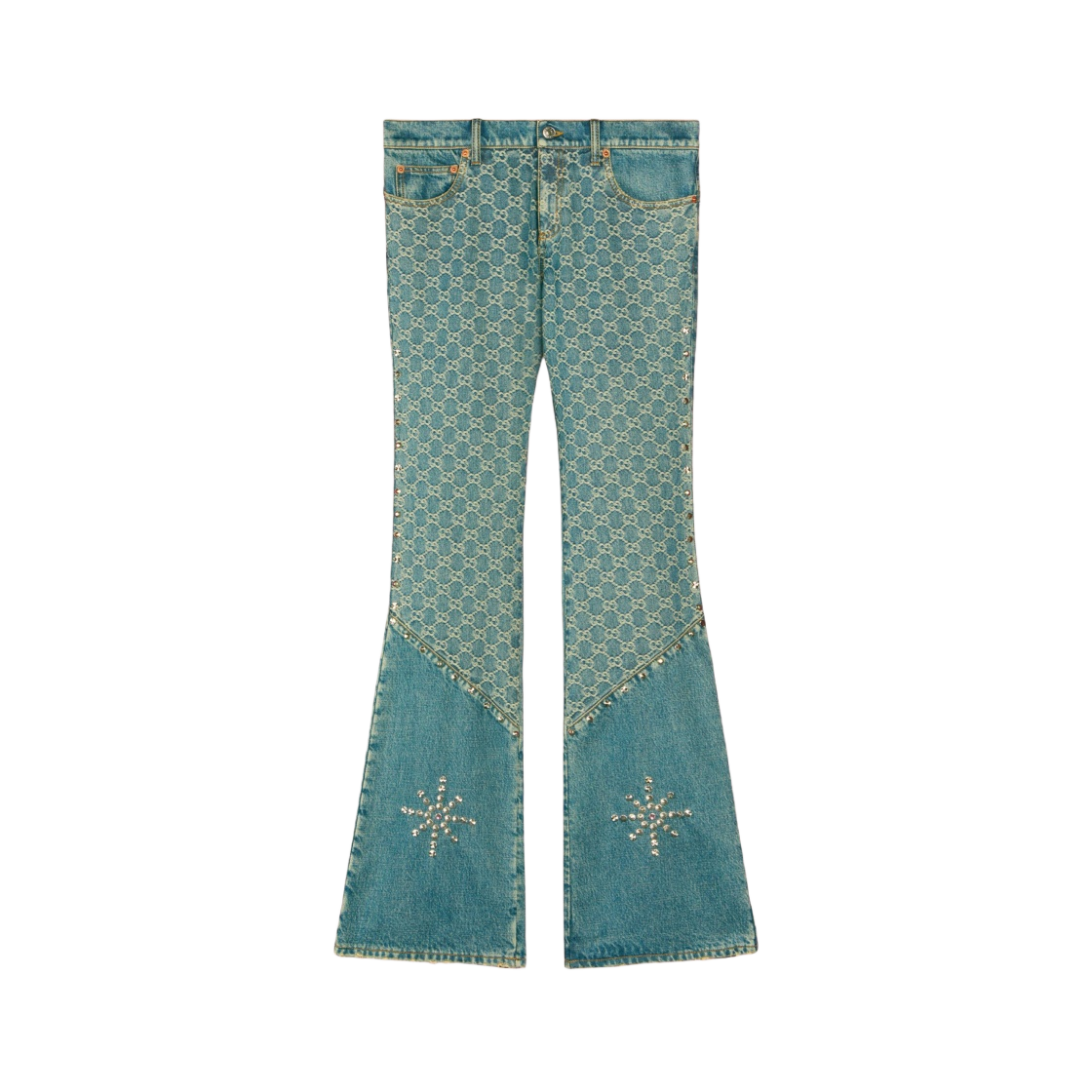 (W) 팔라스 x 구찌 올오버 GG 패턴 스터드 부츠컷 진 블루 데님 - 22FW | Palace | KREAM
