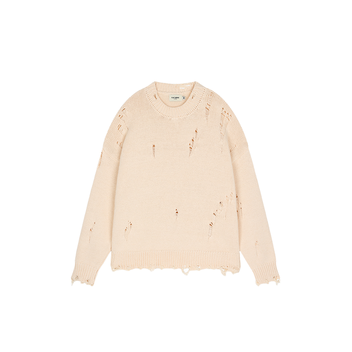 플랫웨이브 인 서울 립시 빈티지 데미지드 라운드 니트 크림 | Flatwave | KREAM