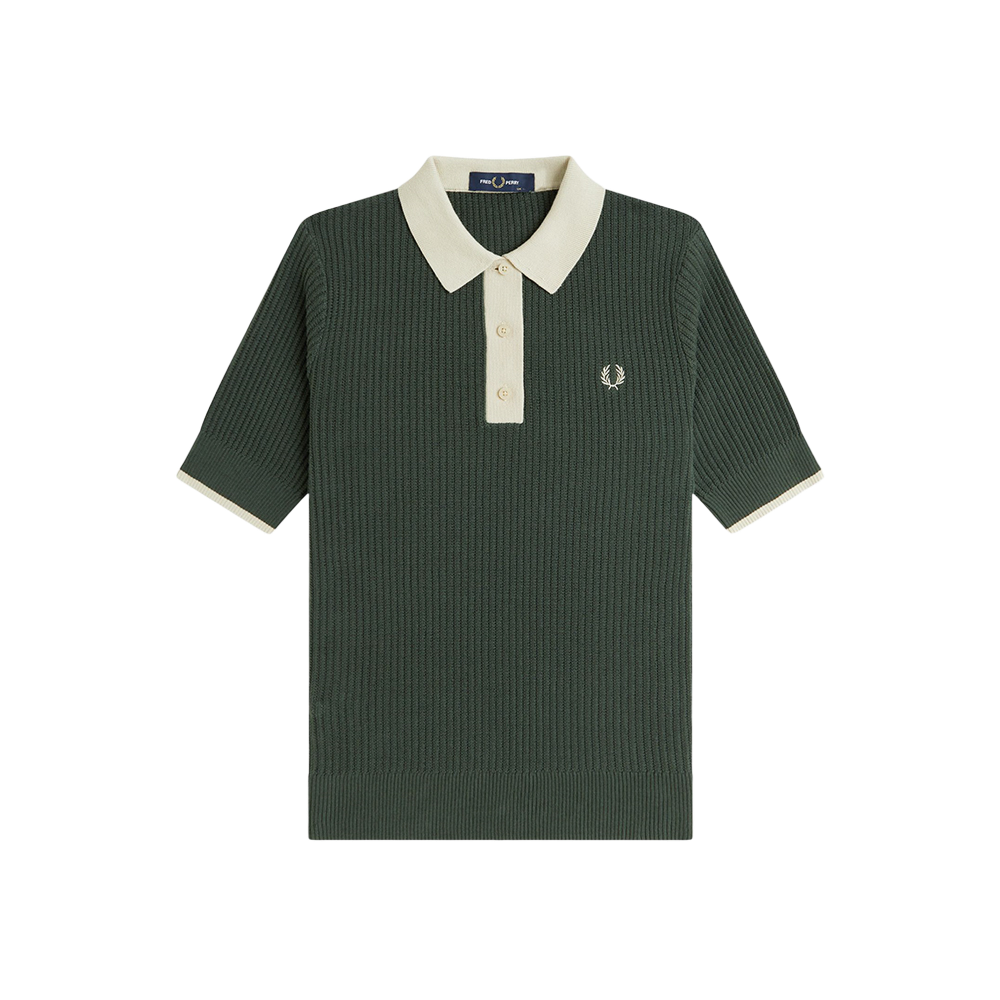 프레드페리 우먼즈 메시 니트 폴로 셔츠 코트 그린 | Fred Perry | KREAM