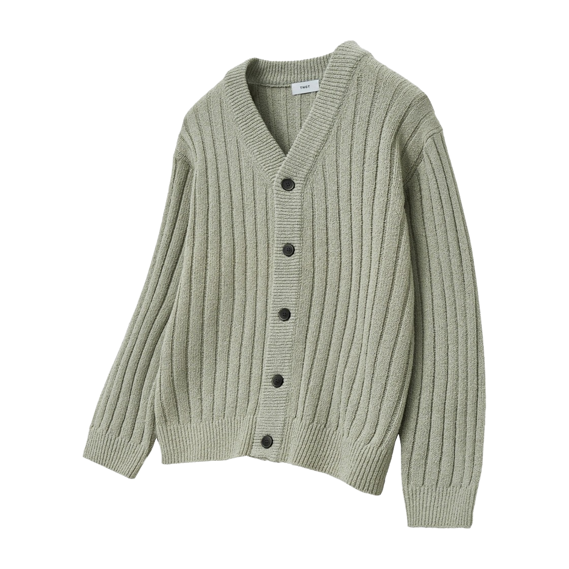 티엔지티 세미오버핏 크롭 부클 브이넥 가디건 그린 | TNGT | KREAM