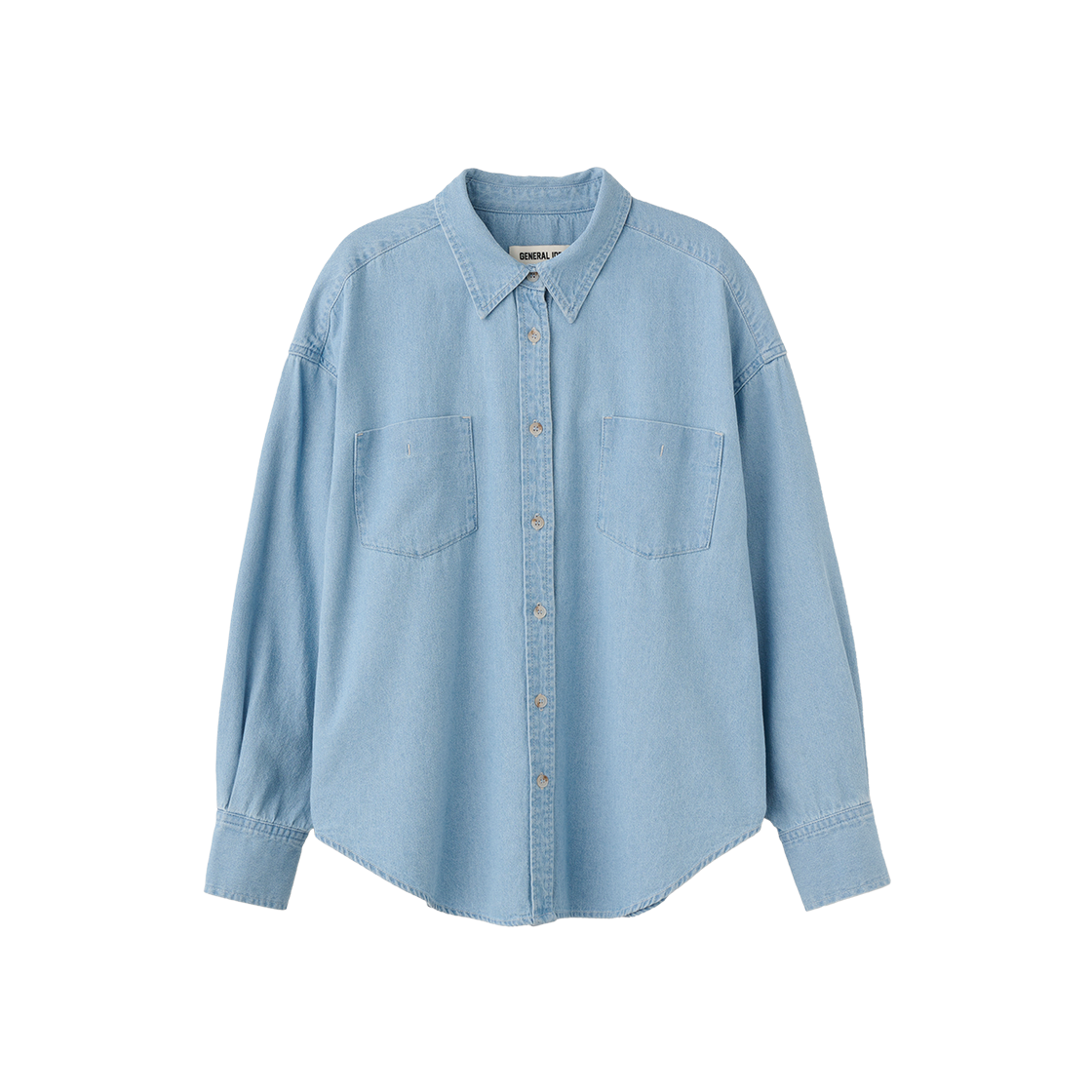 제너럴아이디어 우먼 데님 워싱 루즈핏 셔츠 블루 | GENERAL IDEA | KREAM