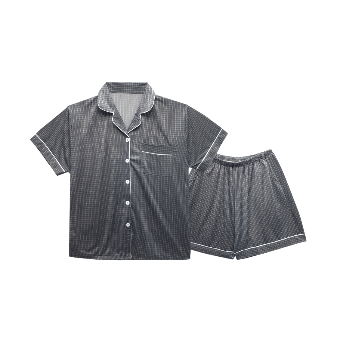 (W) 에이원 냉감 체크 반팔 잠옷 세트 그레이체크 | AONE | KREAM