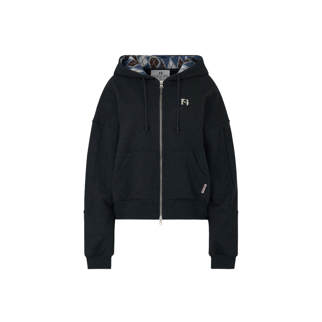 뉴얼린 롤리팝 체크 후드집업 멜란지 차콜 | NEWALRIN | KREAM