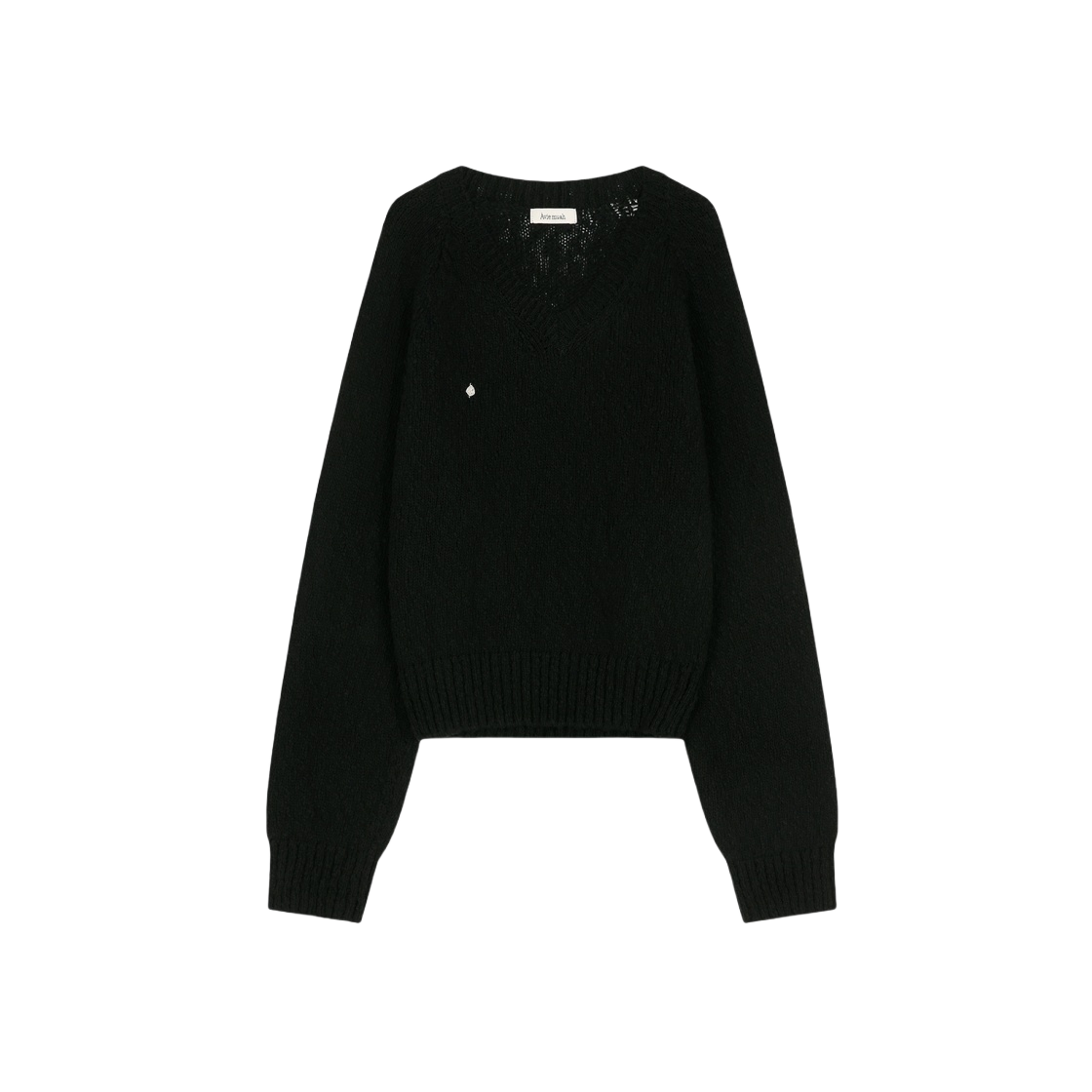 아비에무아 브이넥 부클레 코튼 스웨터 블랙 | Aviemuah | KREAM
