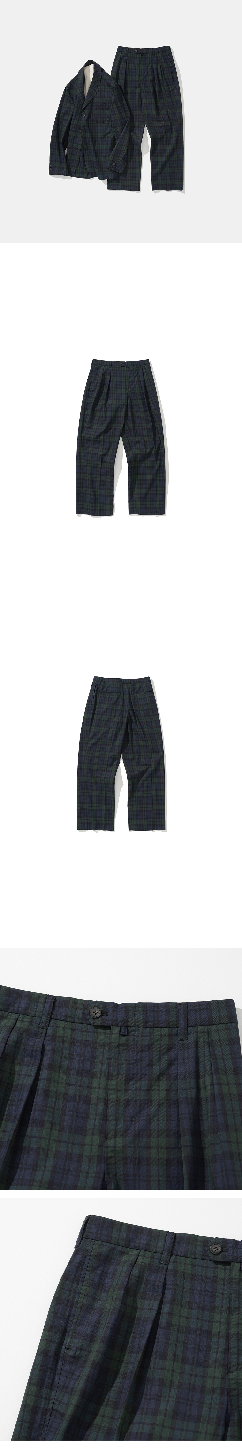 유니폼 브릿지 투턱 슬랙스 블랙와치 | Uniform Bridge | KREAM