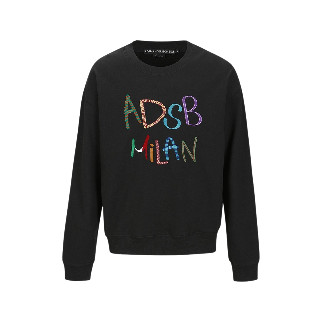 ADSB 앤더슨벨 에센셜 유니섹스 ADSB 밀란 엠브로이더리 스웨트셔츠 블랙 | ADSB ANDERSSON BELL | KREAM