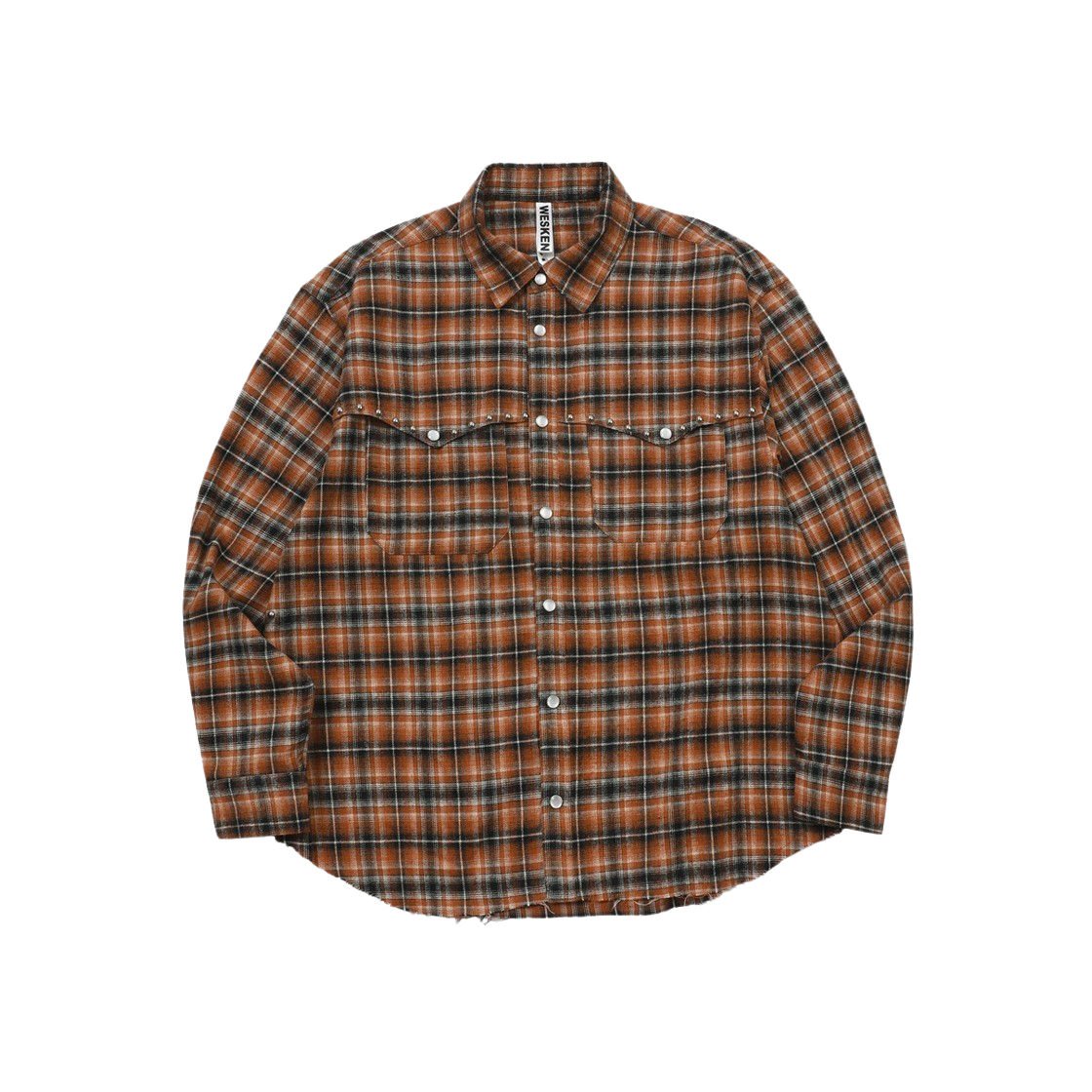 웨스켄 웨스턴 리벳 디테일드 체크 셔츠 오렌지 | Wesken | KREAM