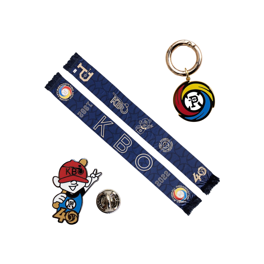 오버더피치 x KBO 40주년 머플러 키링 핀 배지 세트 | Over The Pitch | KREAM