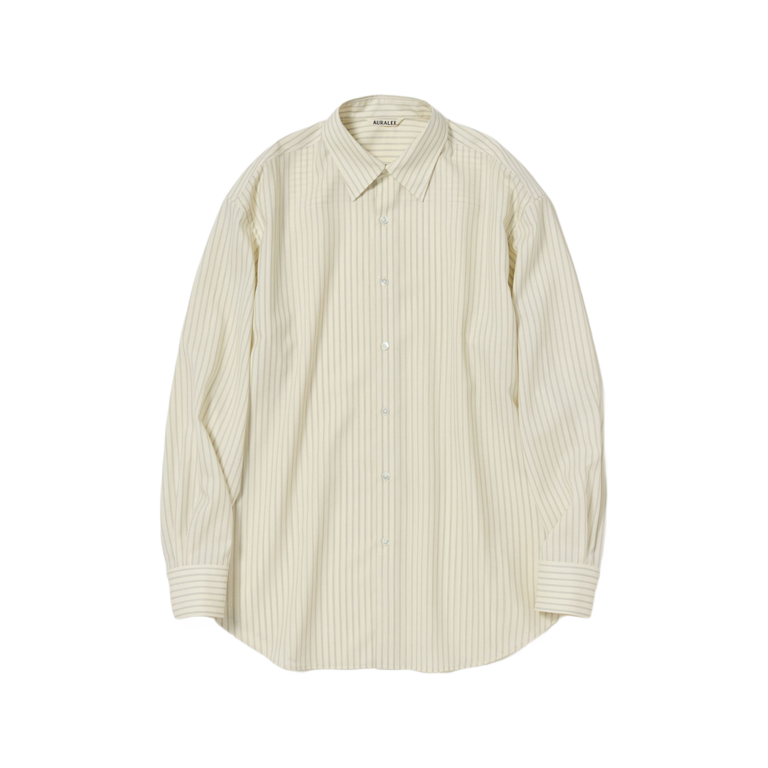 (W) 오라리 슈퍼 파인 울 스트라이프 셔츠 아이보리 스트라이프 - 25SS | Auralee | KREAM