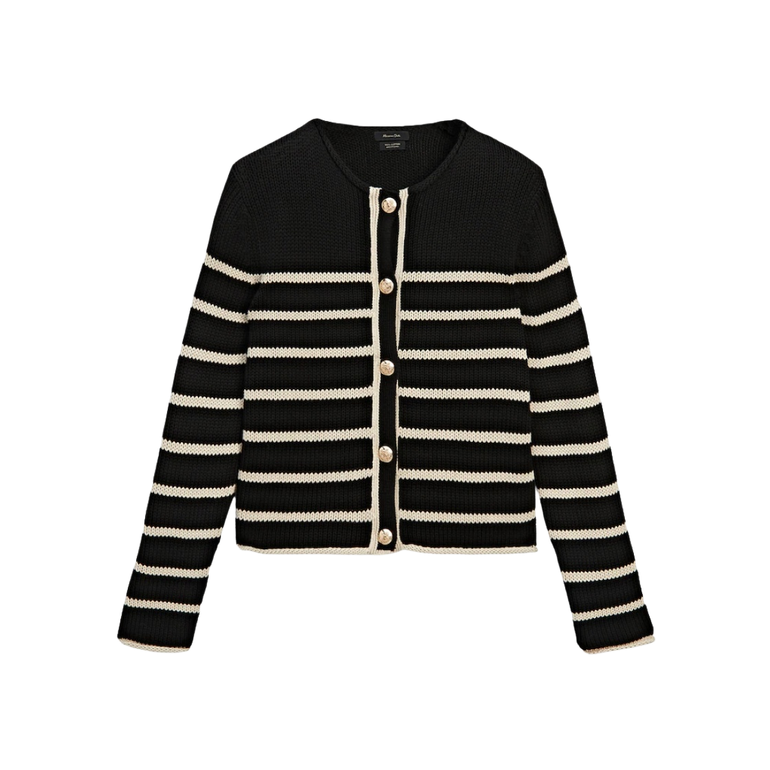 마시모두띠 골든 버튼 스트라이프 니트 가디건 블랙 | Massimo Dutti | KREAM