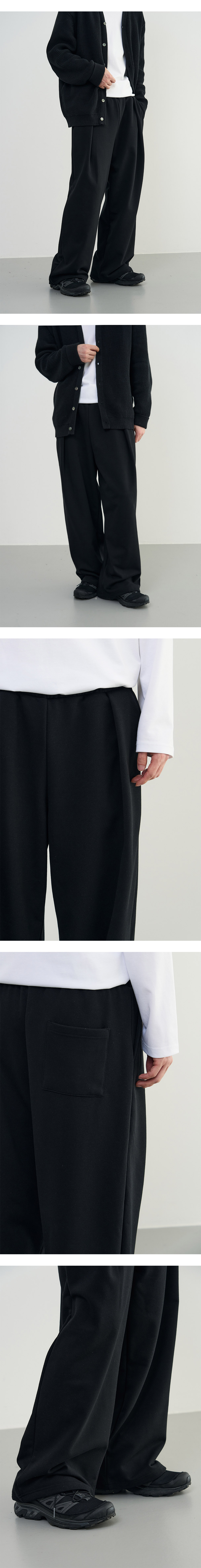 어레이드 컴피 리버스 플리츠 스웻 팬츠 블랙 | ARRAYED | KREAM