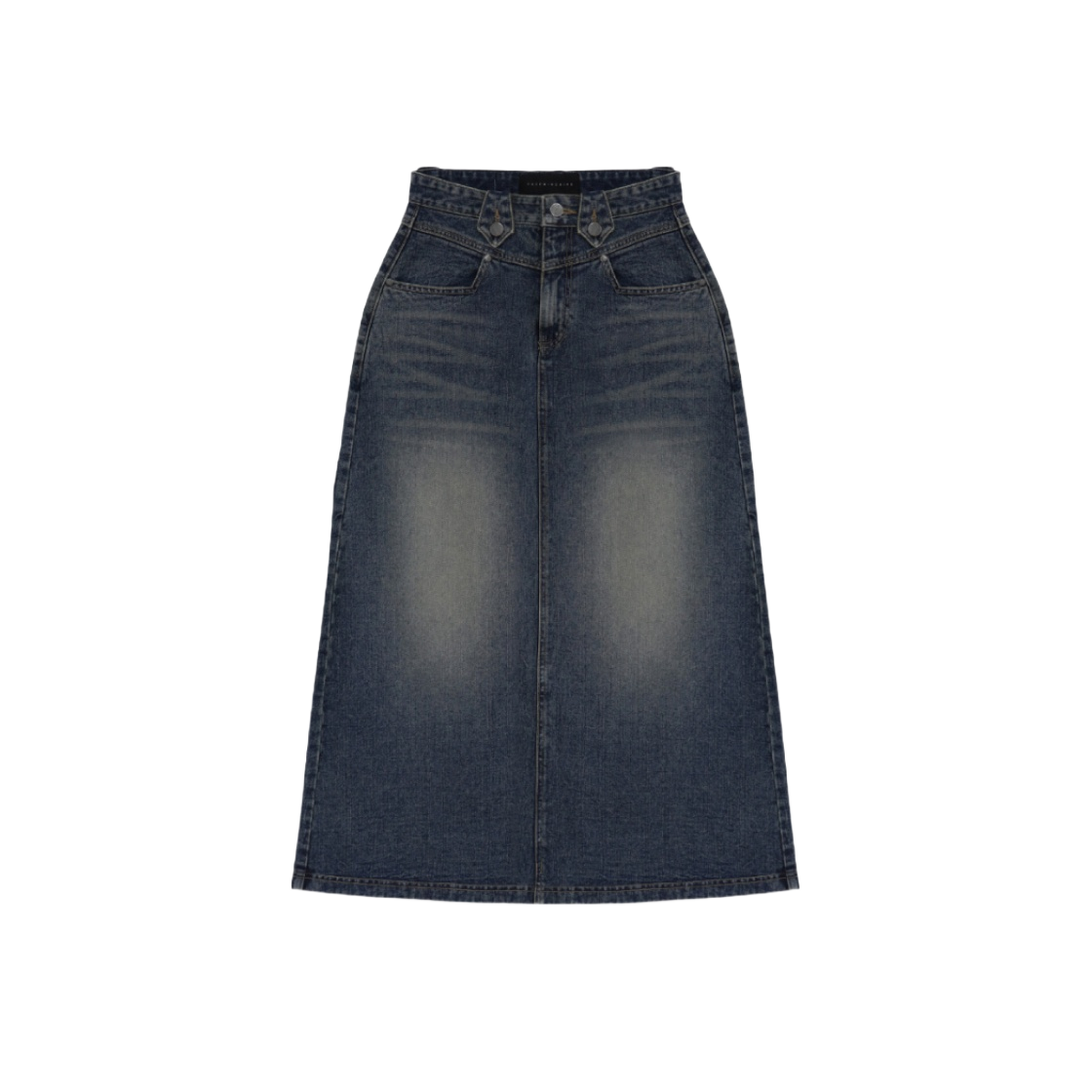 (W) 트리밍버드 프론트 요크 데님 롱 스커트 다크 블루 | Treemingbird | KREAM