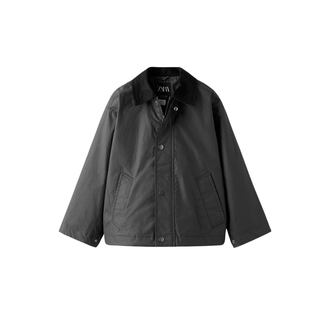 (키즈) 자라 콤비 칼라 왁스드 점퍼 그레이 | Zara | KREAM