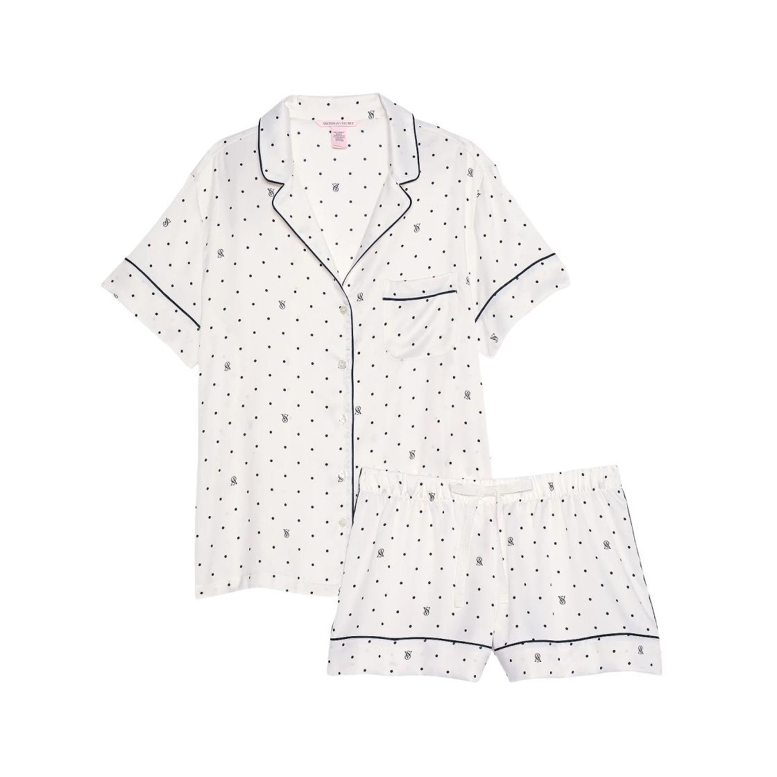 (W) 빅토리아 시크릿 사틴 숏 파자마 세트 코코넛 화이트 봇 | Victoria's Secret | KREAM
