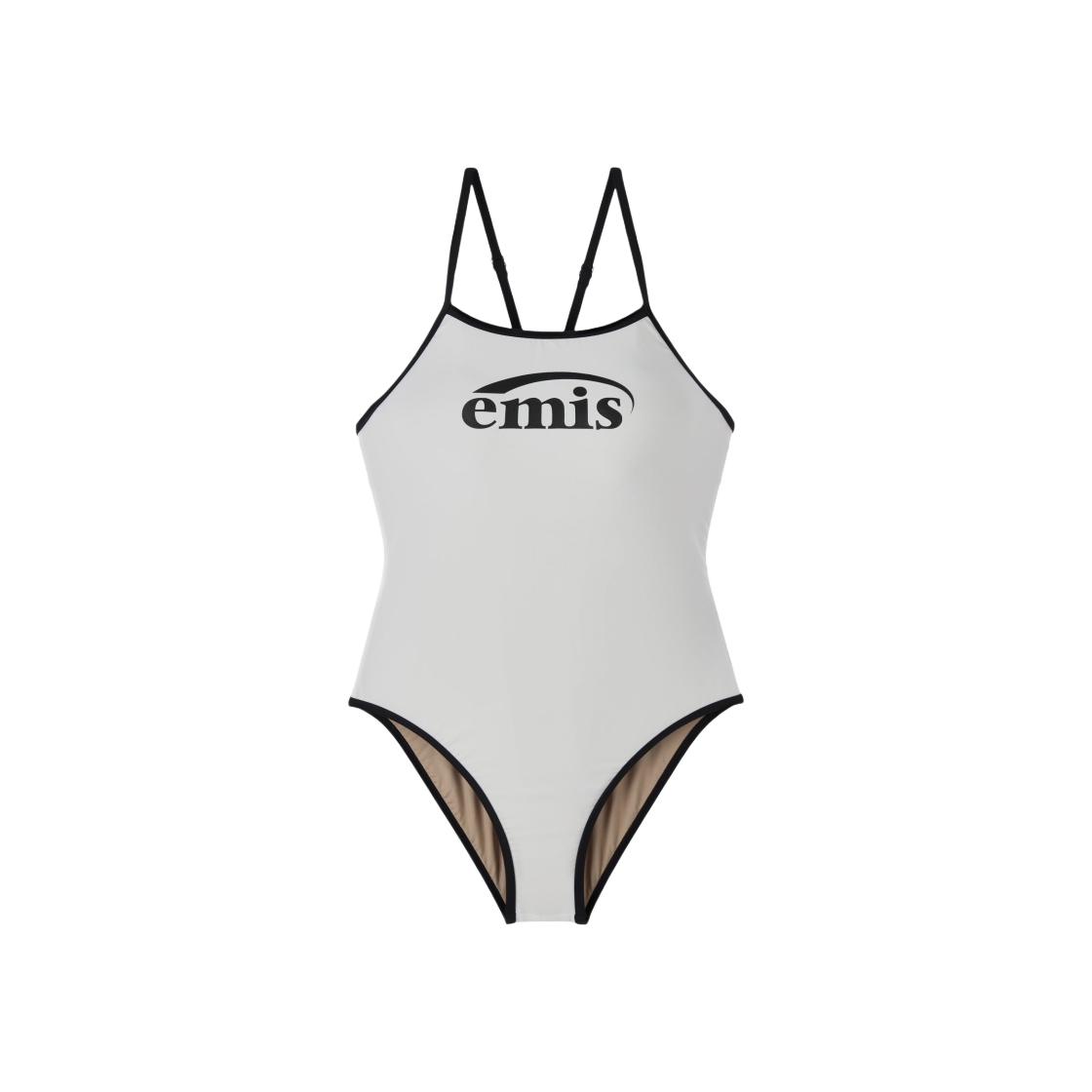 (W) 이미스 로고 V 백 스트랩 스윔수트 화이트 - 리뉴얼 버전 | Emis | KREAM