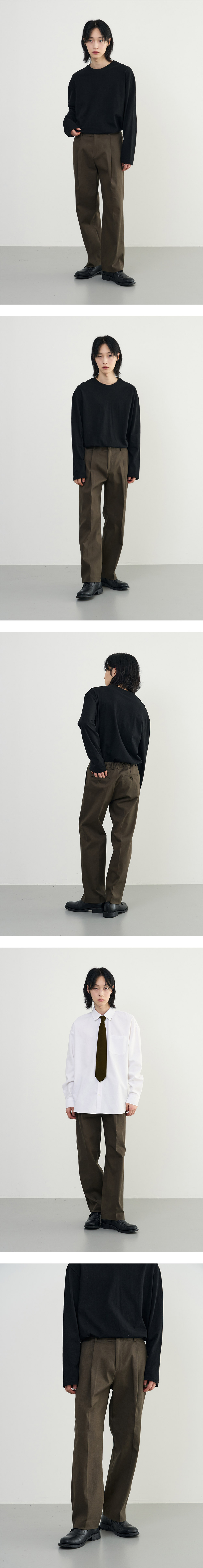 어레이드 테이퍼드 오피서 원턱 밴딩 치노팬츠 카키 | ARRAYED | KREAM