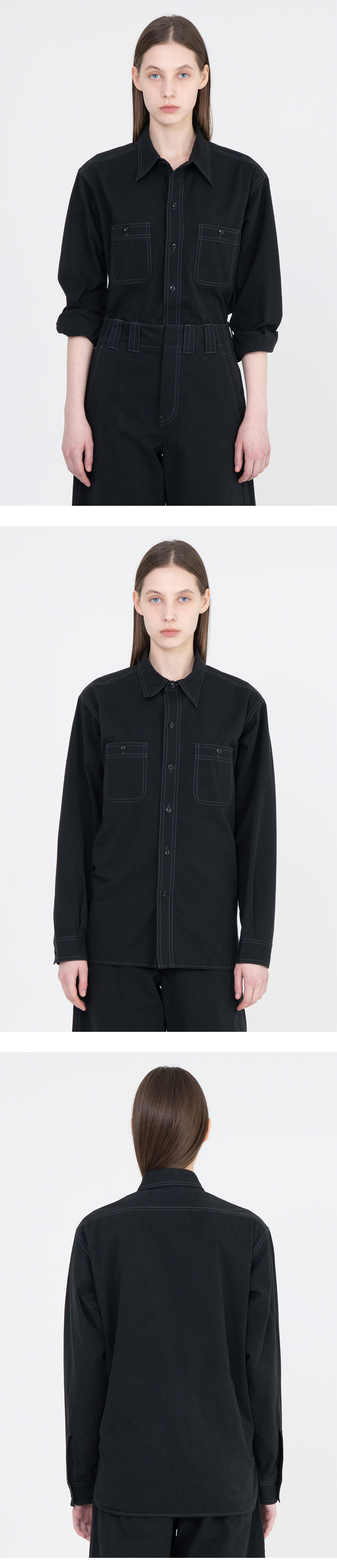 브라운야드 W 워시드 워크 셔츠 블랙 | BROWNYARD | KREAM