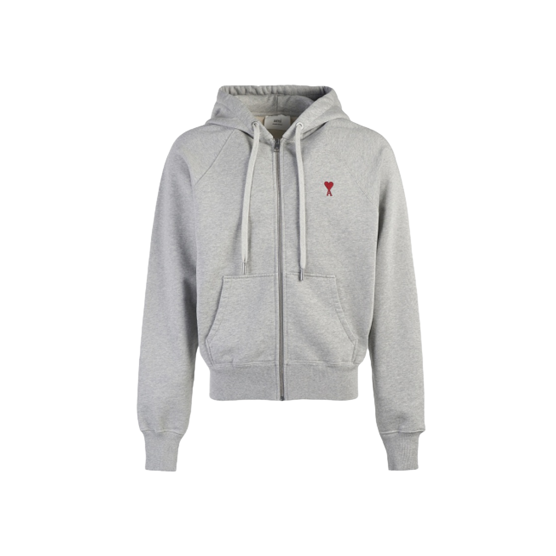 아미 하트 로고 코튼 후드 집업 헤더 애쉬 그레이 | AMI | KREAM