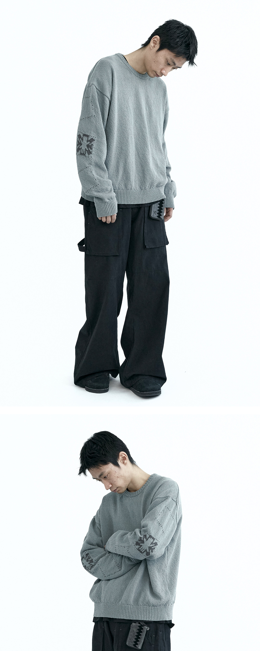 폴리테루 루즈드 니트 에스닉 슬리브 제이드 | Polyteru | KREAM