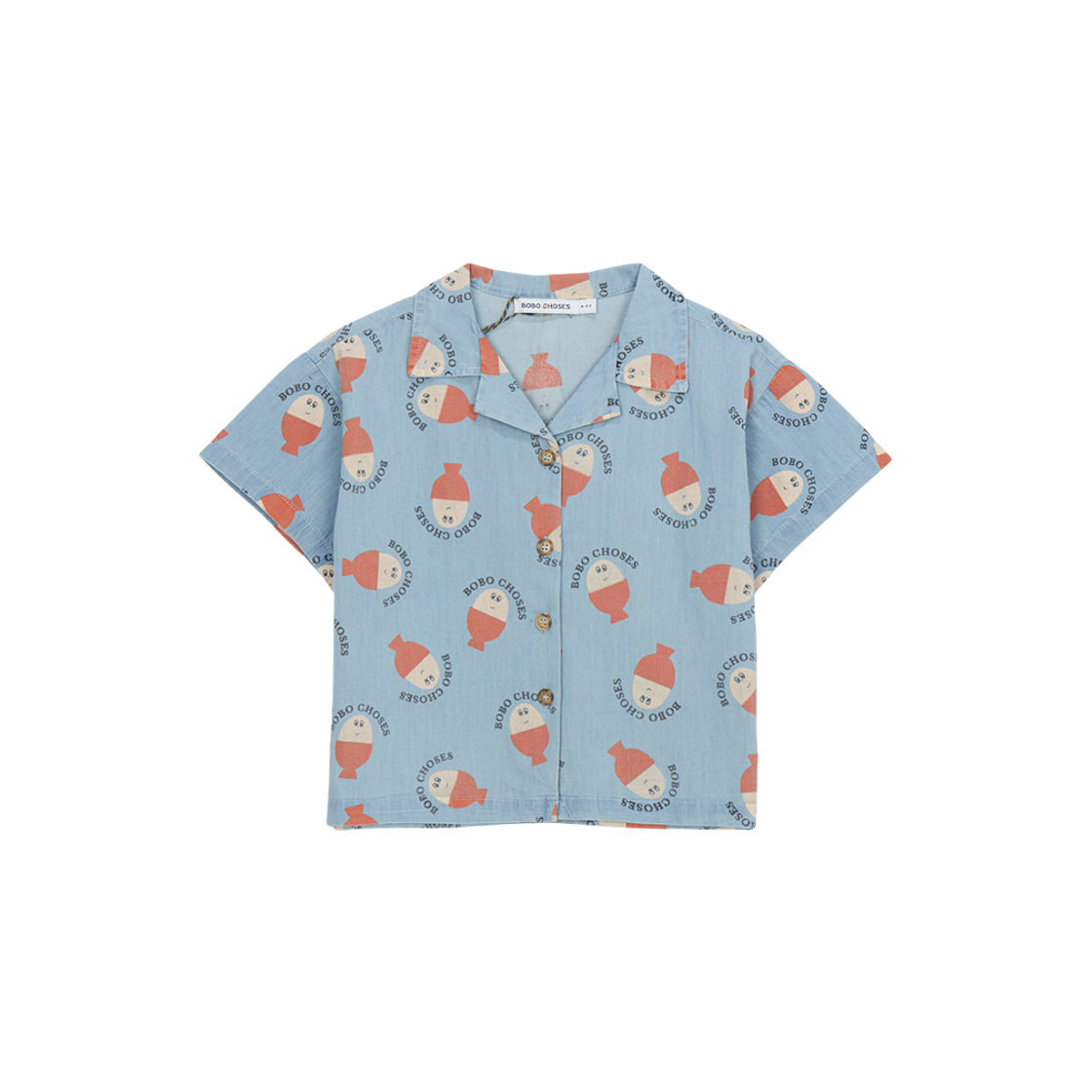 (키즈) 보보쇼즈 데님 숏슬리브 셔츠 스카이블루 | Bobo Choses | KREAM
