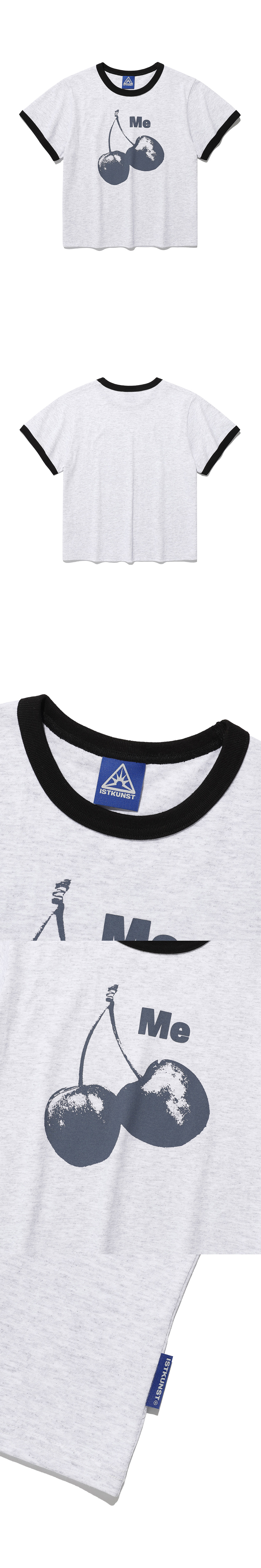 이스트쿤스트 체리 크롭 링거 티셔츠 라이트 그레이 | ISTKUNST | KREAM