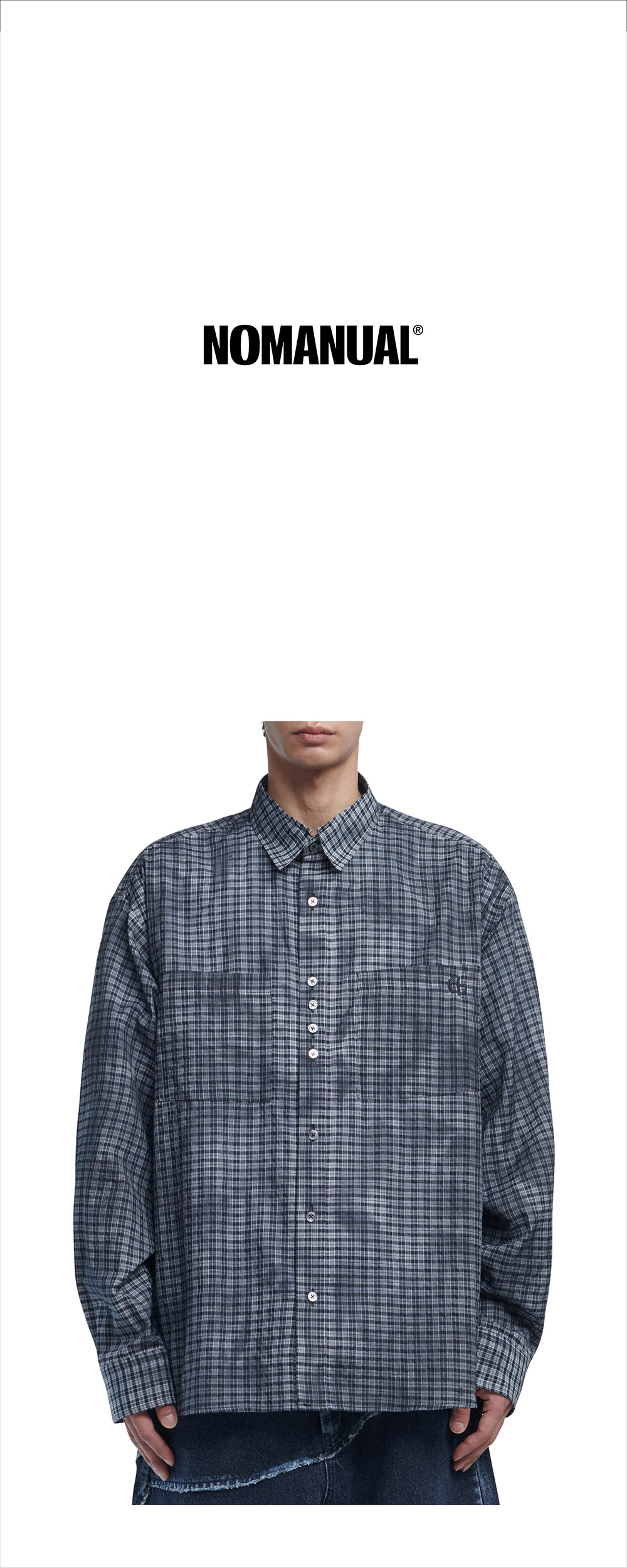 노매뉴얼 오버다이드 체크 셔츠 차콜 | NOMANUAL | KREAM