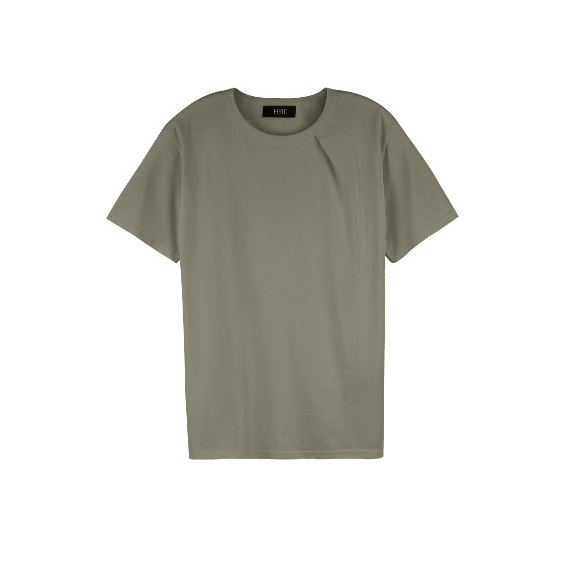 하이투 와이드 넥 턱 티셔츠 카키 | HYII | KREAM