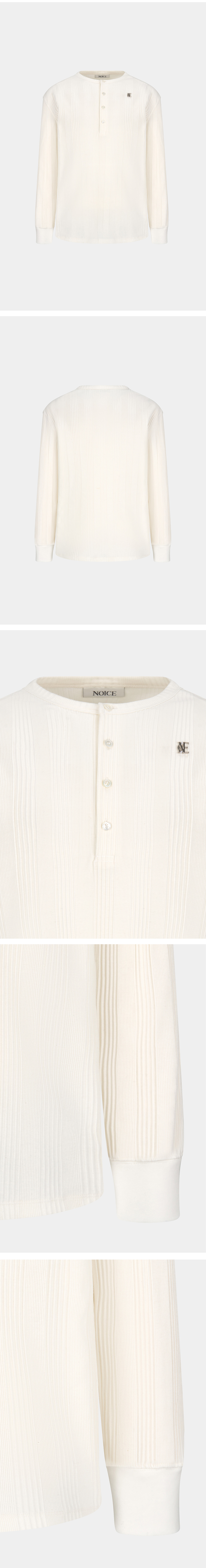 노이스 코튼 립 롱슬리브 헨리넥 화이트 | Noice | KREAM