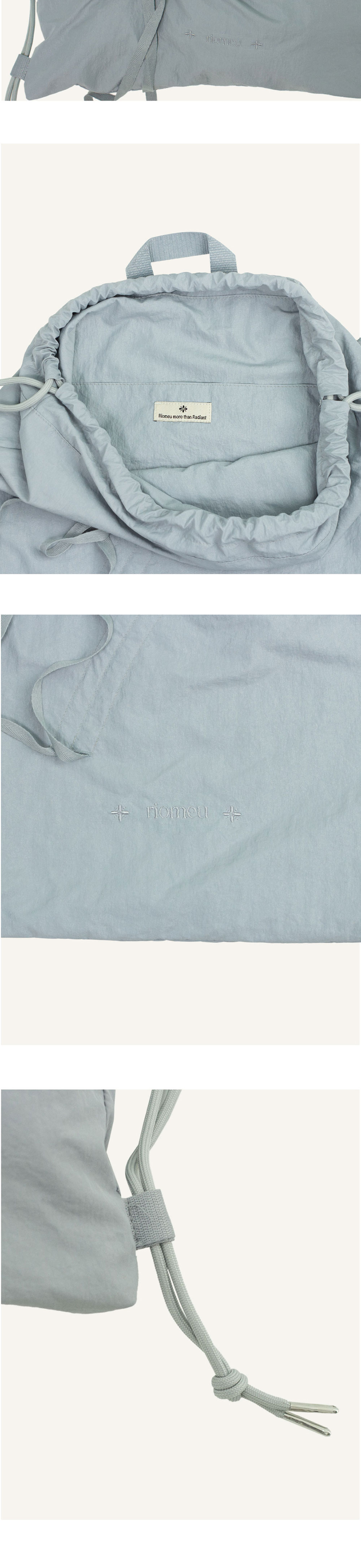 리오므 언발란스 리본 셔링 스트링 백 그레이 | RIOMEU | KREAM