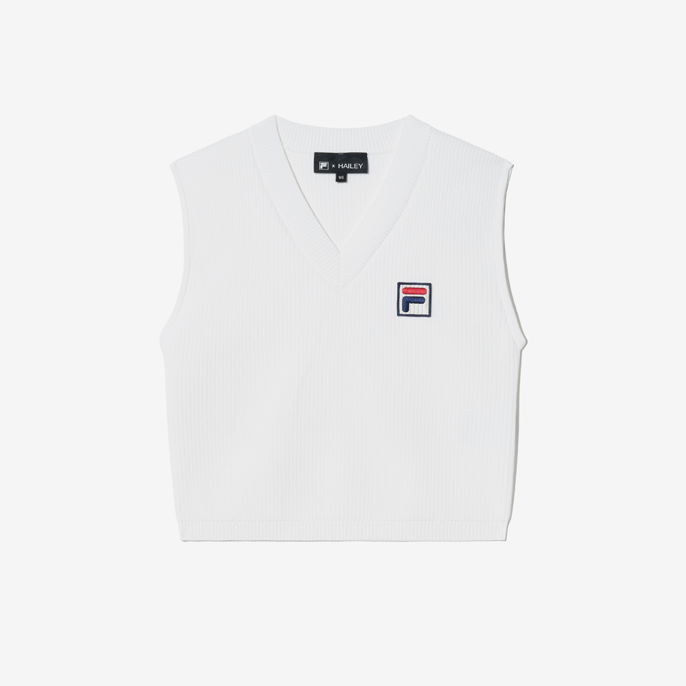 휠라 헤일리비버 V넥 니트 베스트 화이트 | FILA | KREAM