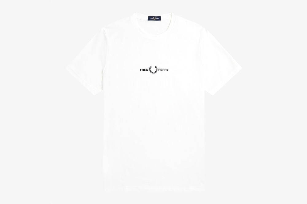 프레드페리 엠브로이더드 티셔츠 화이트 | Fred Perry | KREAM