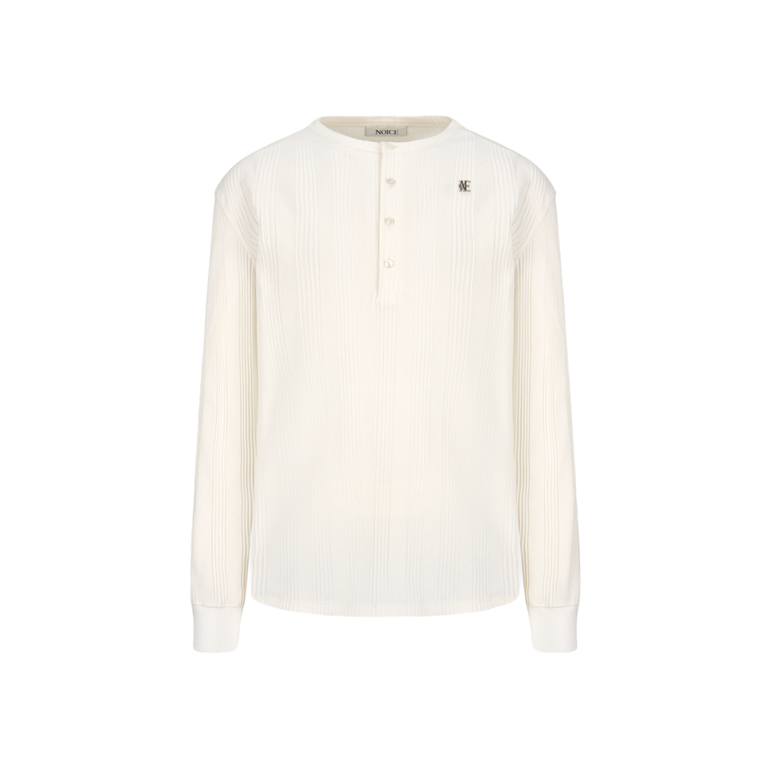 노이스 코튼 립 롱슬리브 헨리넥 화이트 | Noice | KREAM