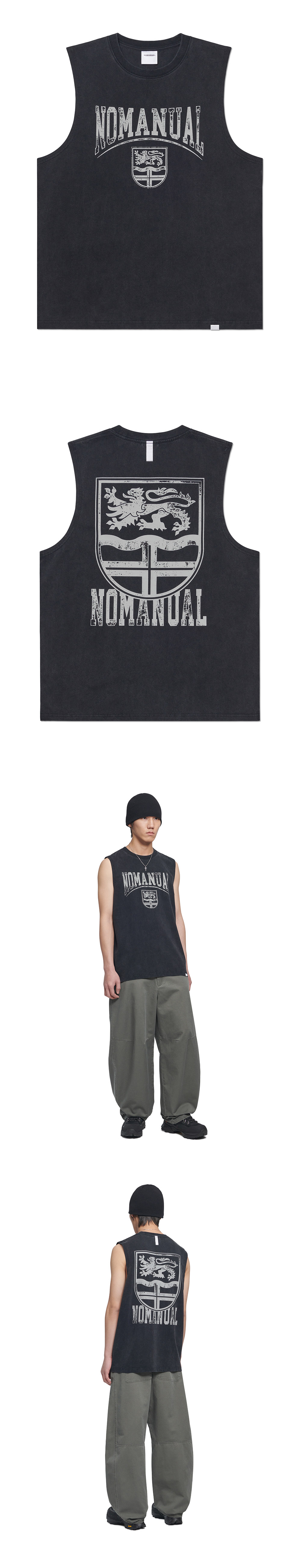 노매뉴얼 엠블럼 워시드 슬리브리스 티 워시드 블랙 | NOMANUAL | KREAM