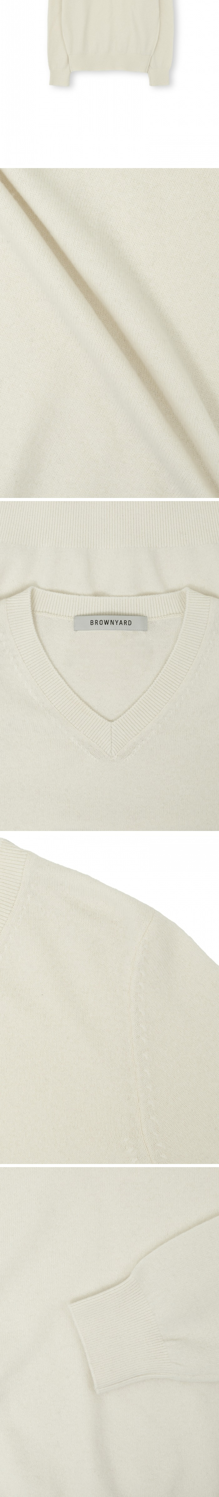 브라운야드 W 엑스트라 슈퍼 파인 브이넥 니트 아이보리 | BROWNYARD | KREAM