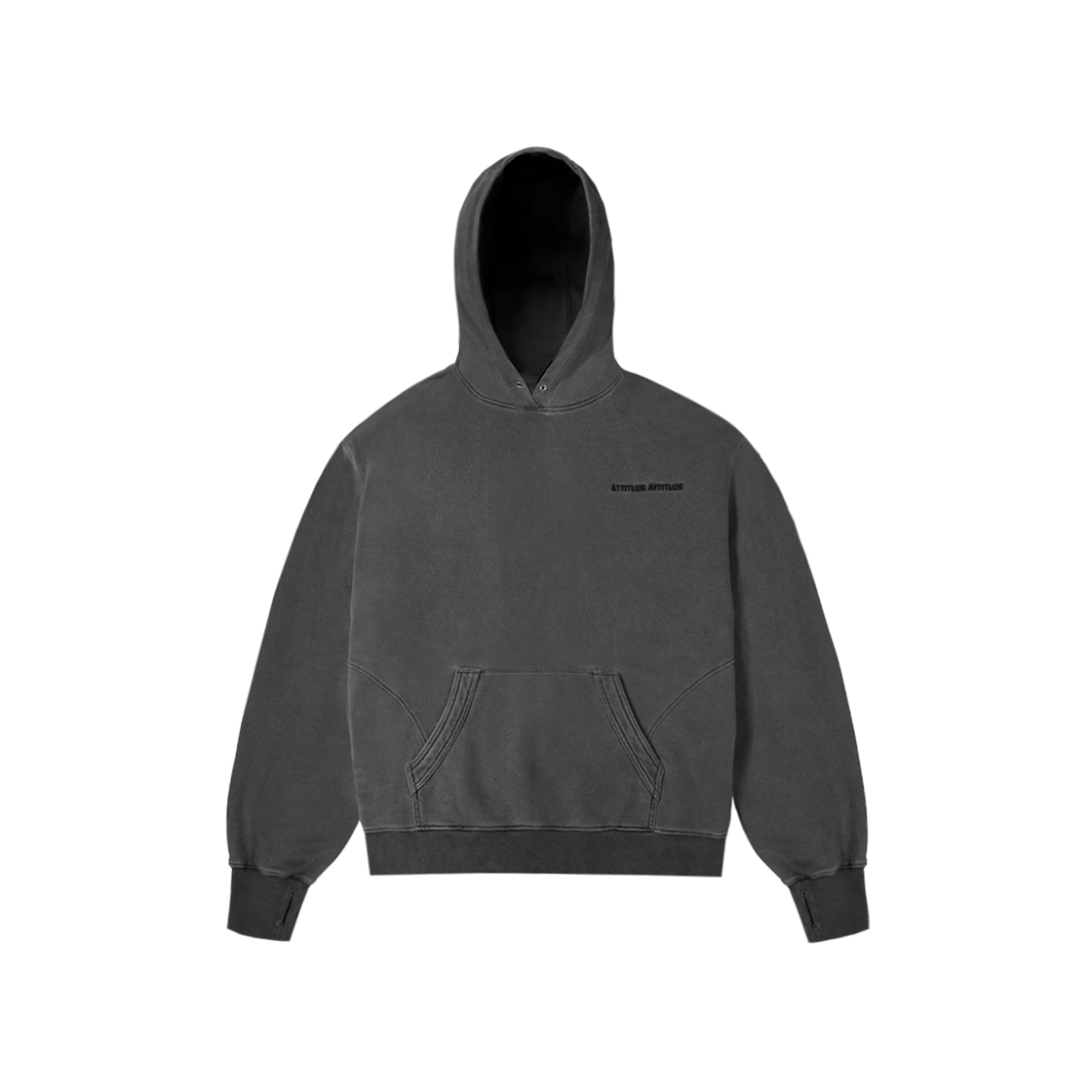 AA 커브드 가먼트다잉 스웻 후드 그레이 | Attitude Attitude | KREAM