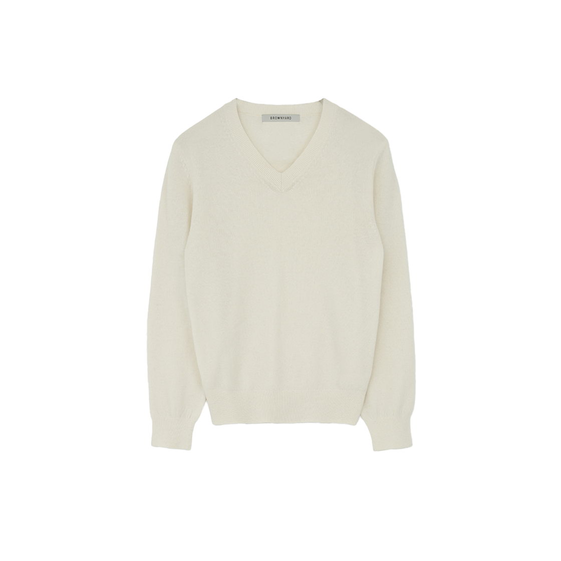 브라운야드 W 엑스트라 슈퍼 파인 브이넥 니트 아이보리 | BROWNYARD | KREAM
