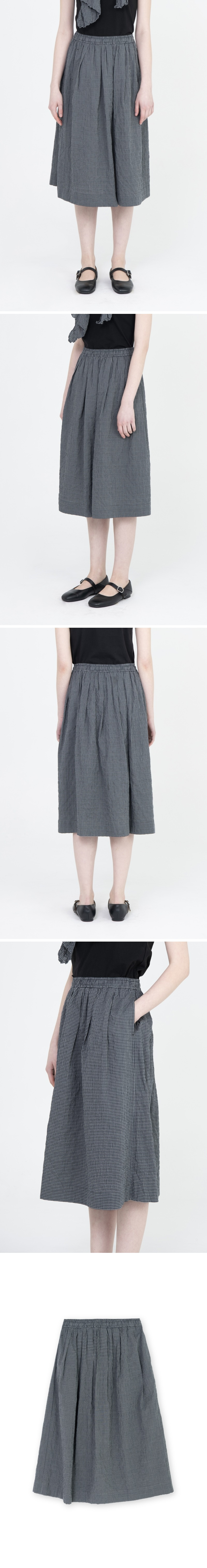 브라운야드 W 쉬링 미디 스커트 그레이 체크 | BROWNYARD | KREAM