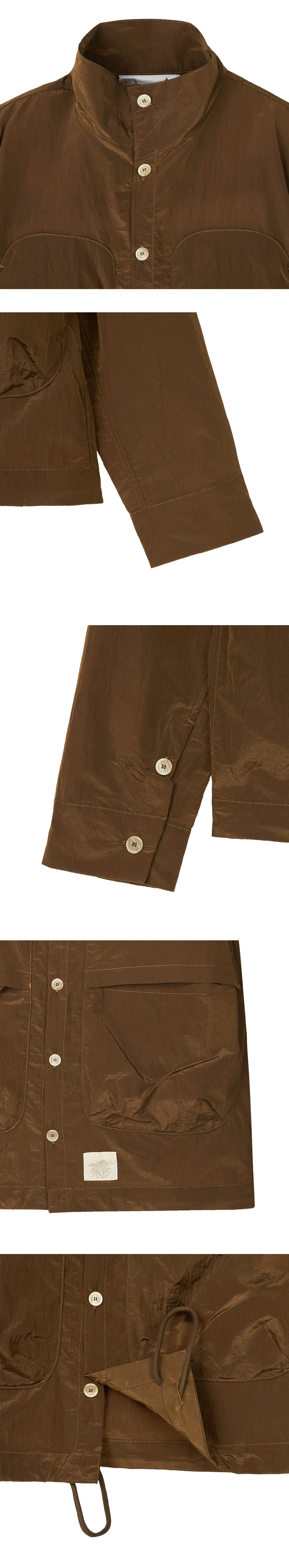 란라 에피톰 샤이니 나일론 롱슬리브 셔츠 브론즈 브라운 - 25SS | Ranra | KREAM