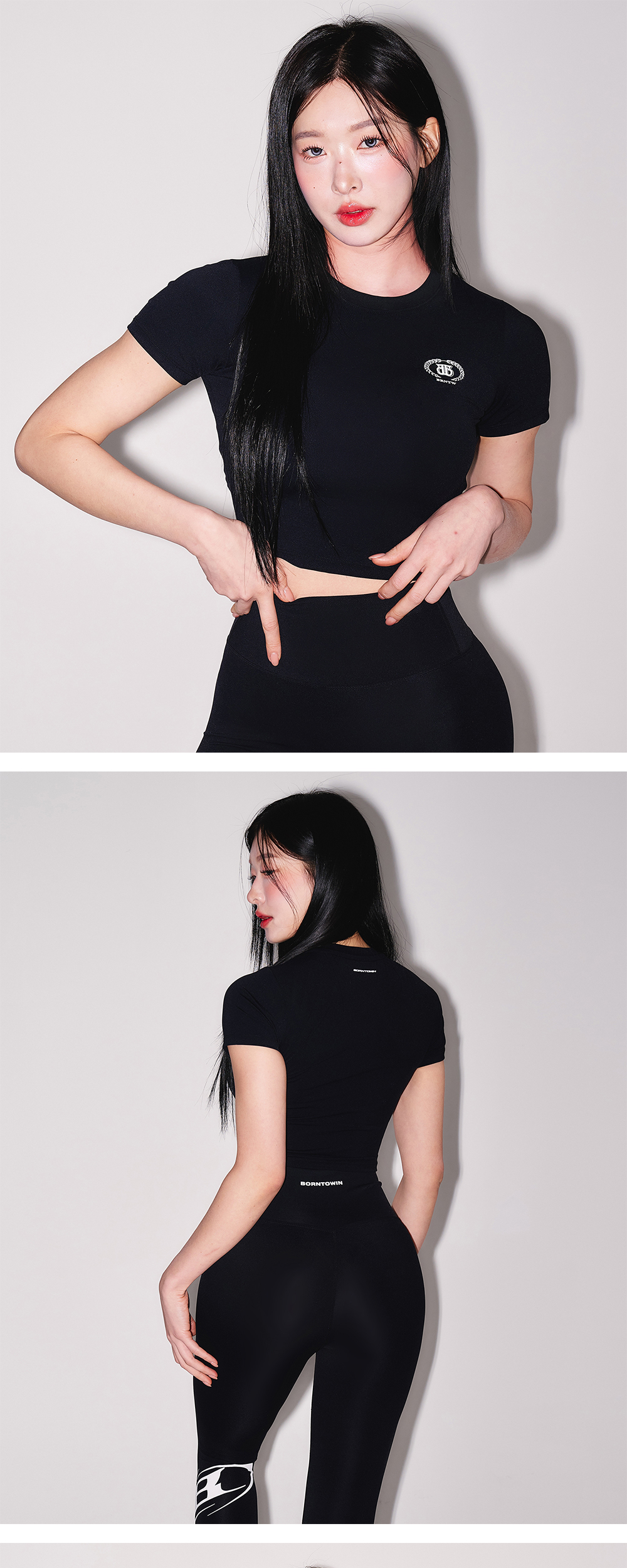 본투윈 우먼스 퀵드라이 엠블럼 세미크롭 블랙 | BORN TO WIN | KREAM