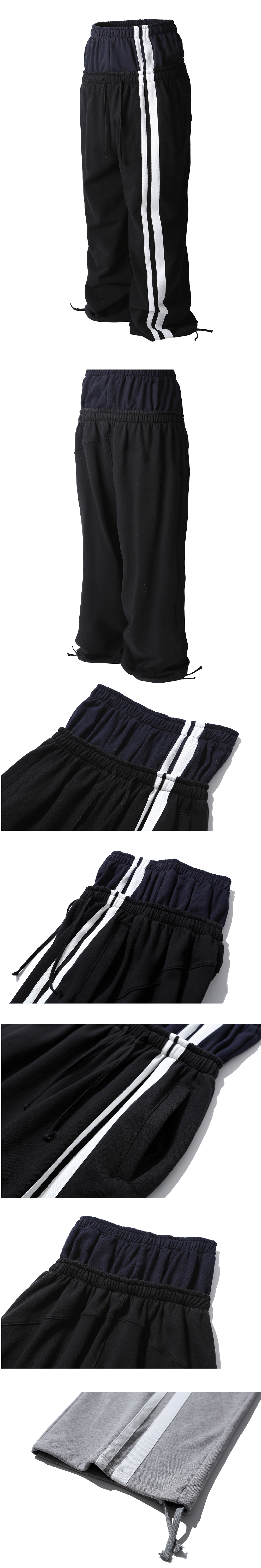 로어링라드 더블 웨이스트 스웻 팬츠 블랙 | ROARINGRAD | KREAM