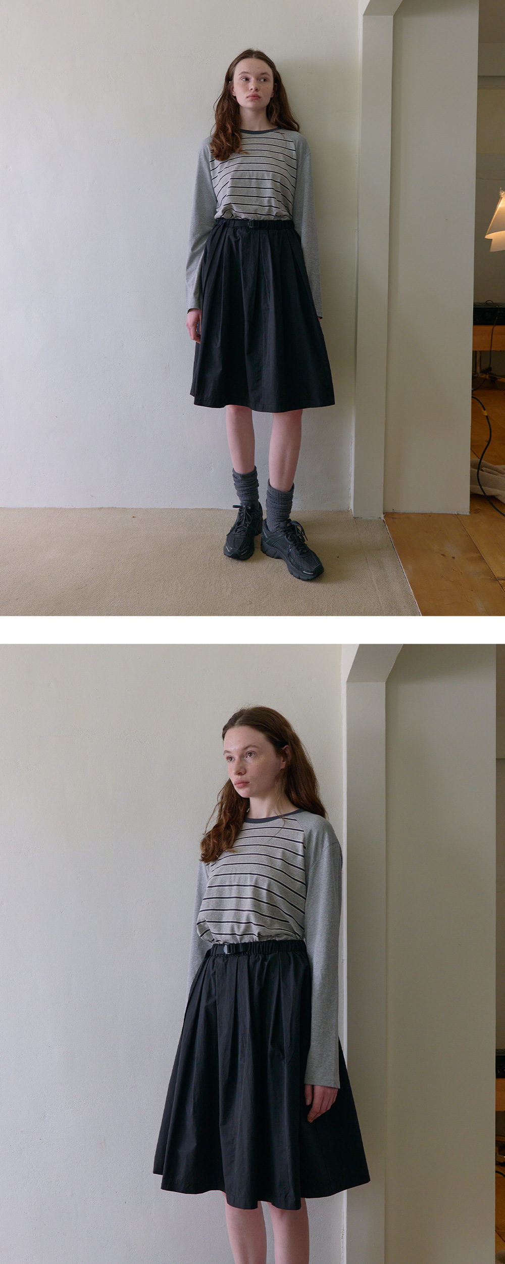 노컨텐츠 174. 벨트 플레어 스커트 블랙 | NOCONTENT | KREAM