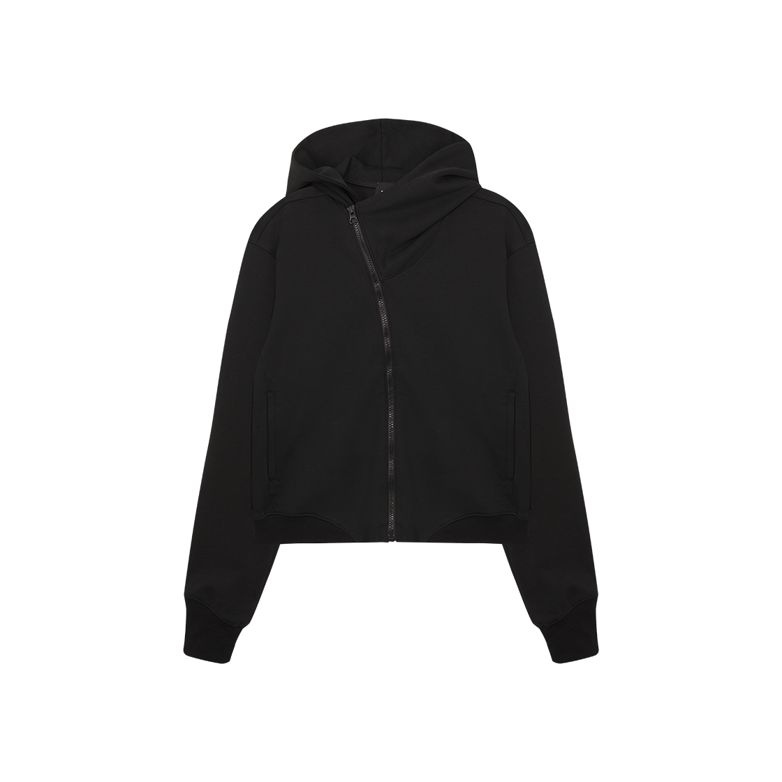 우알롱 레이어드 아크 후드 집업 블랙 | WOOALONG | KREAM