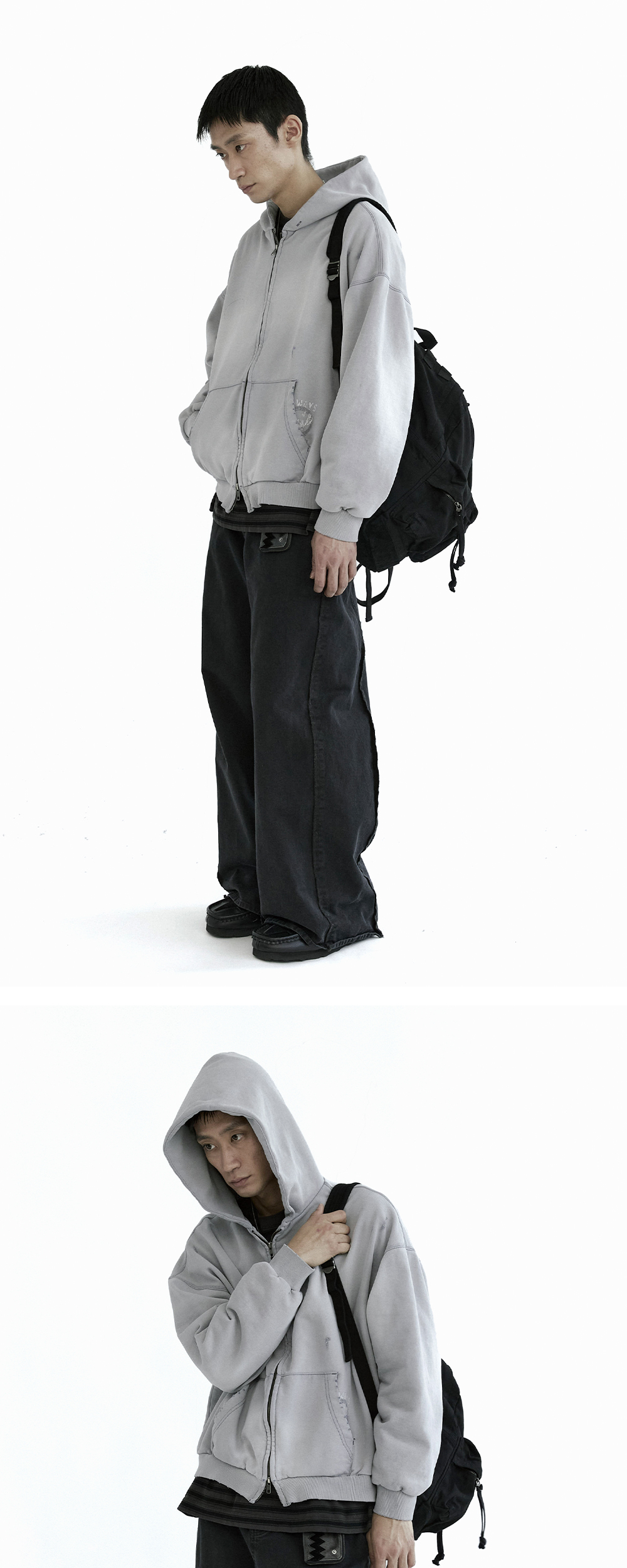 폴리테루 하드 워시드 집 후디 라이트 블루 그레이 | Polyteru | KREAM