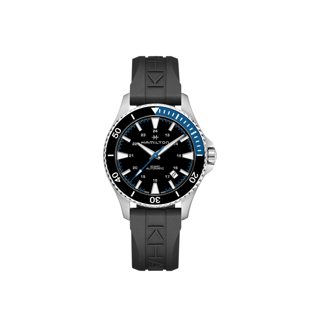 해밀턴 카키 네이비 스쿠버 오토 40mm 러버 스트랩 블랙 블루 | Hamilton | KREAM
