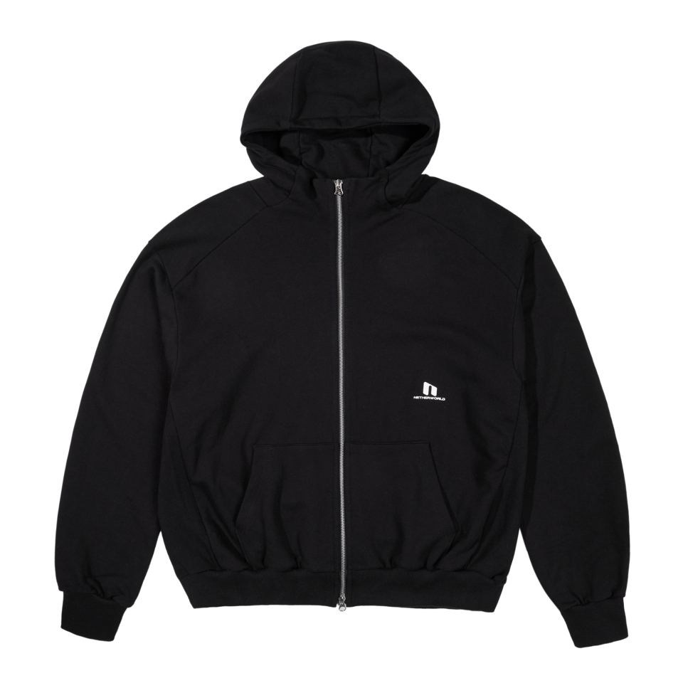 네더월드 스포티 로고 집업 후디 블랙 | NETHERWORLD | KREAM