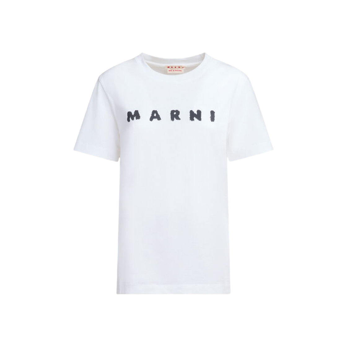(W) 마르니 스크라이블드 로고 디테일 저지 티셔츠 릴리 화이트 | Marni | KREAM